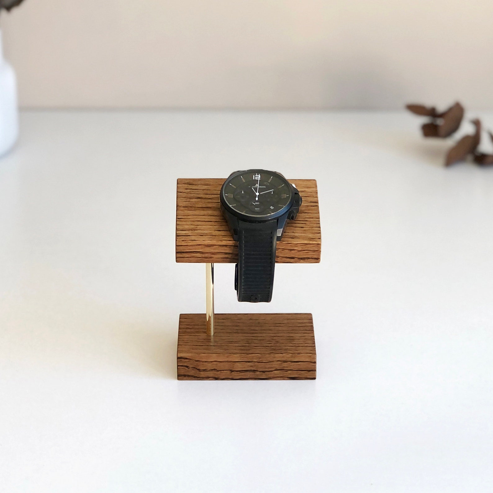 Watch Display With Wood and Brass Single Watch Stand Watch - Etsy