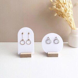 Earrings Display Stand | White Acrylic and Wood Earring Holder | White ...