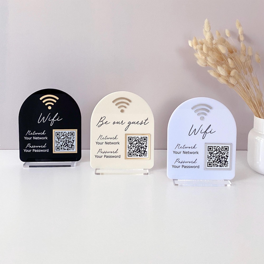 Arch Wifi Sign | Acrylic Wifi QR Code Sign for Guests | Small Business ...