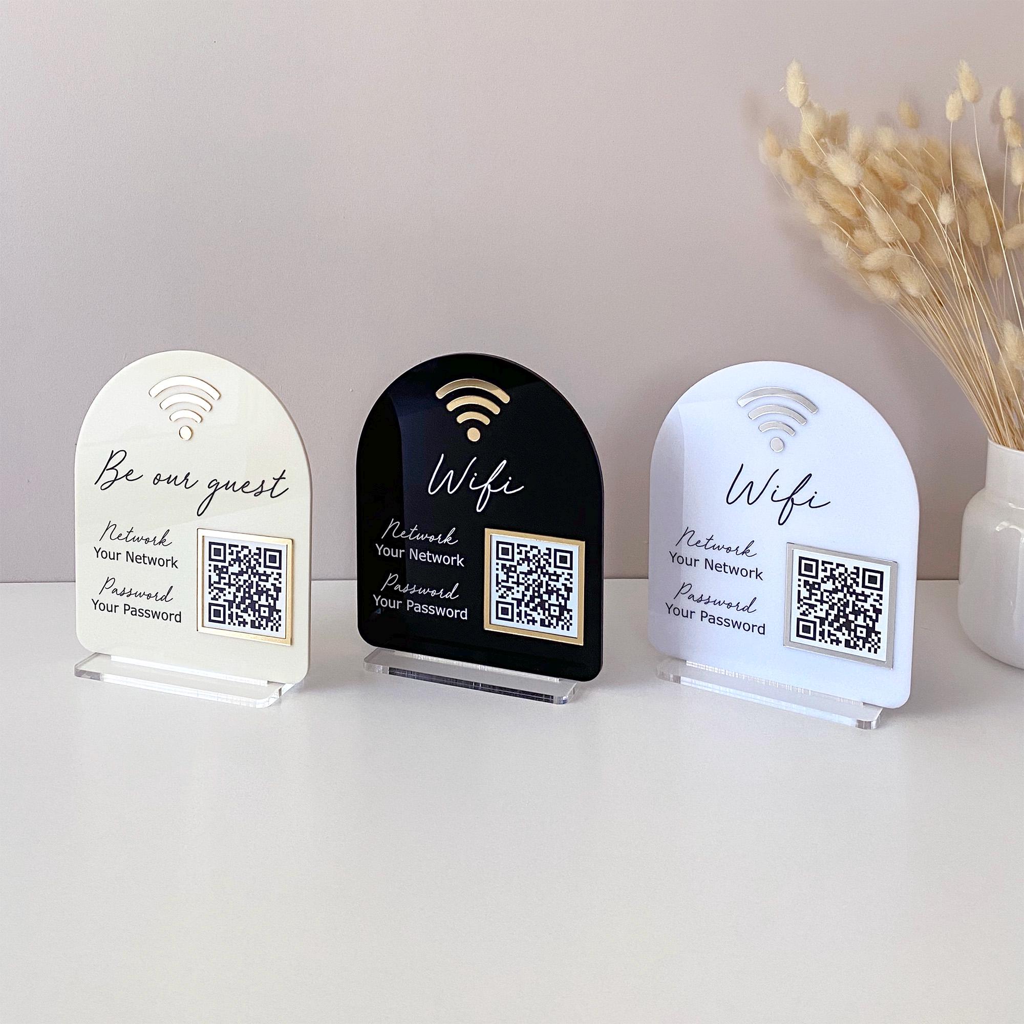 Arch Wifi Sign | Acrylic Wifi QR Code Sign for Guests | Small Business ...