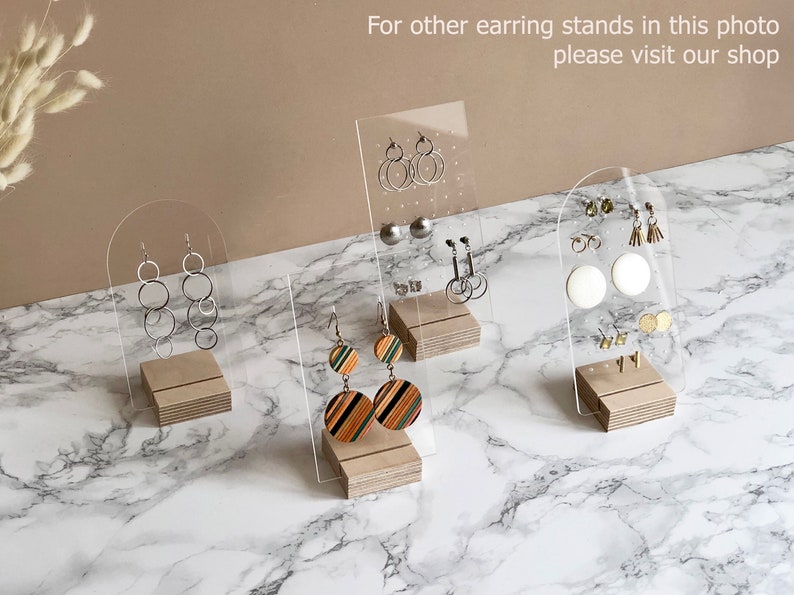 Stud Earring Display Stand | Clear Acrylic and Wood Earring Holder ...