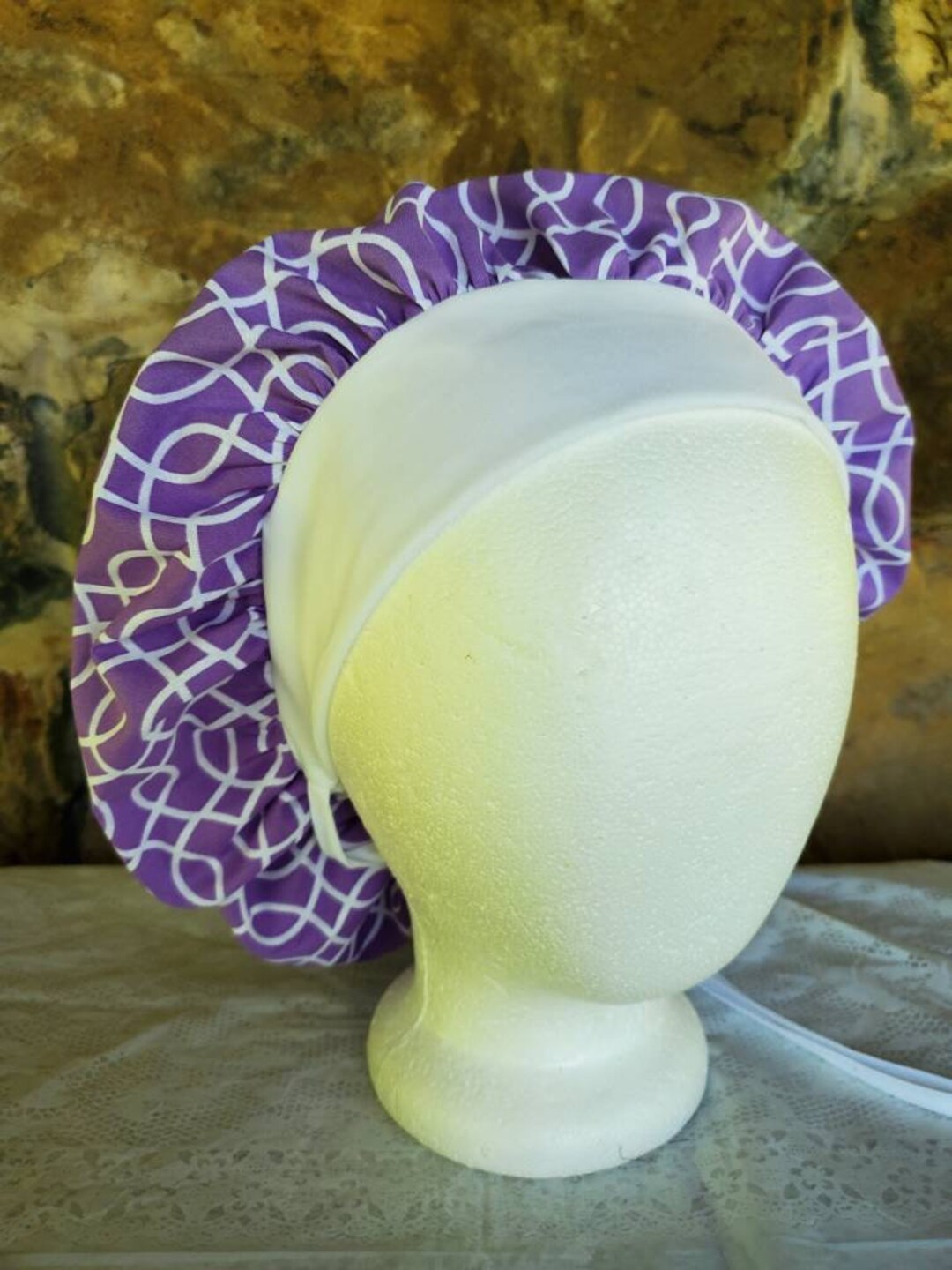 Bouffant Ponytail Scrub Cap, Purple and White - Etsy