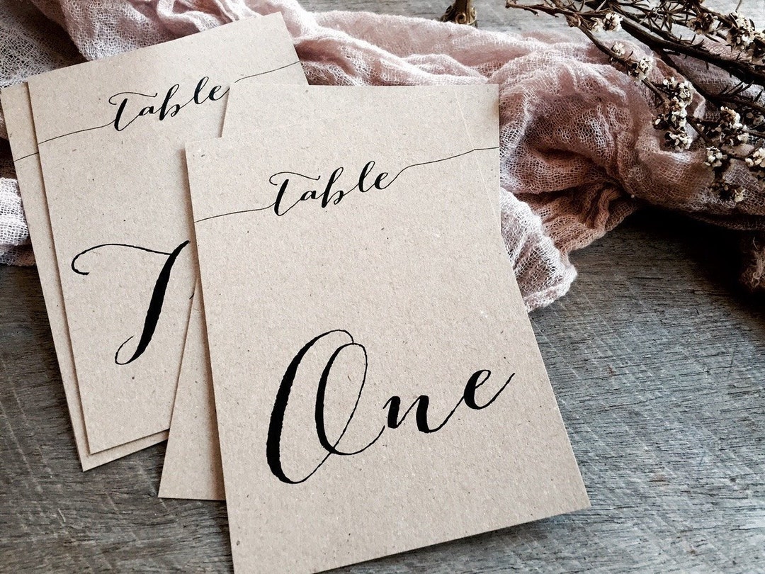 Kraft Table Number Cards Table Number Cards Rustic Table - Etsy