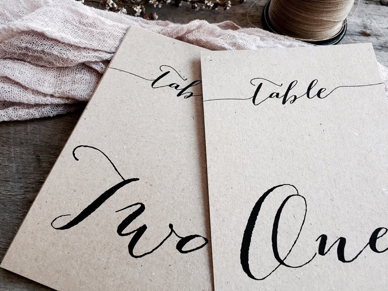 Kraft Table Number Cards, Table Number Cards, Rustic Table Number Cards ...