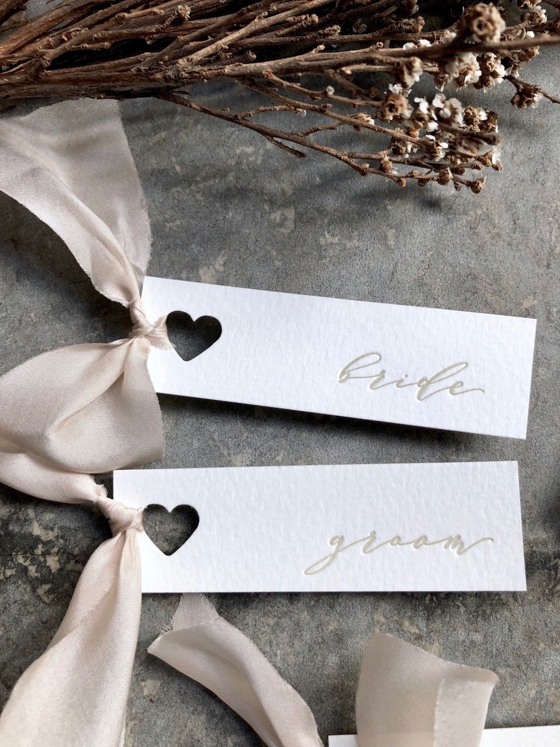 Letterpress Bride and Groom Tags Wedding Tags Letterpress - Etsy