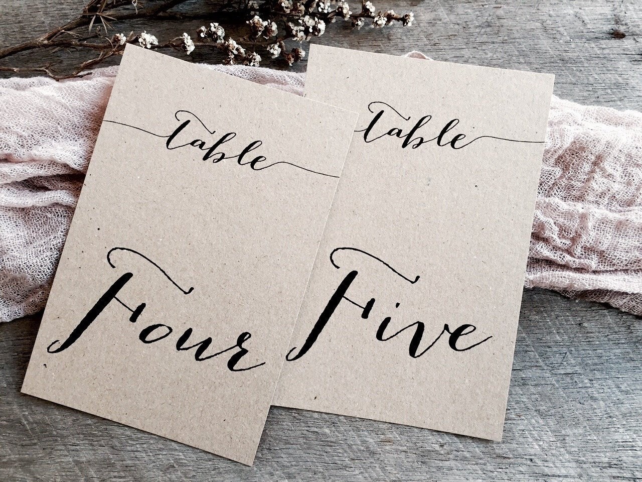 Kraft Table Number Cards Table Number Cards Rustic Table - Etsy