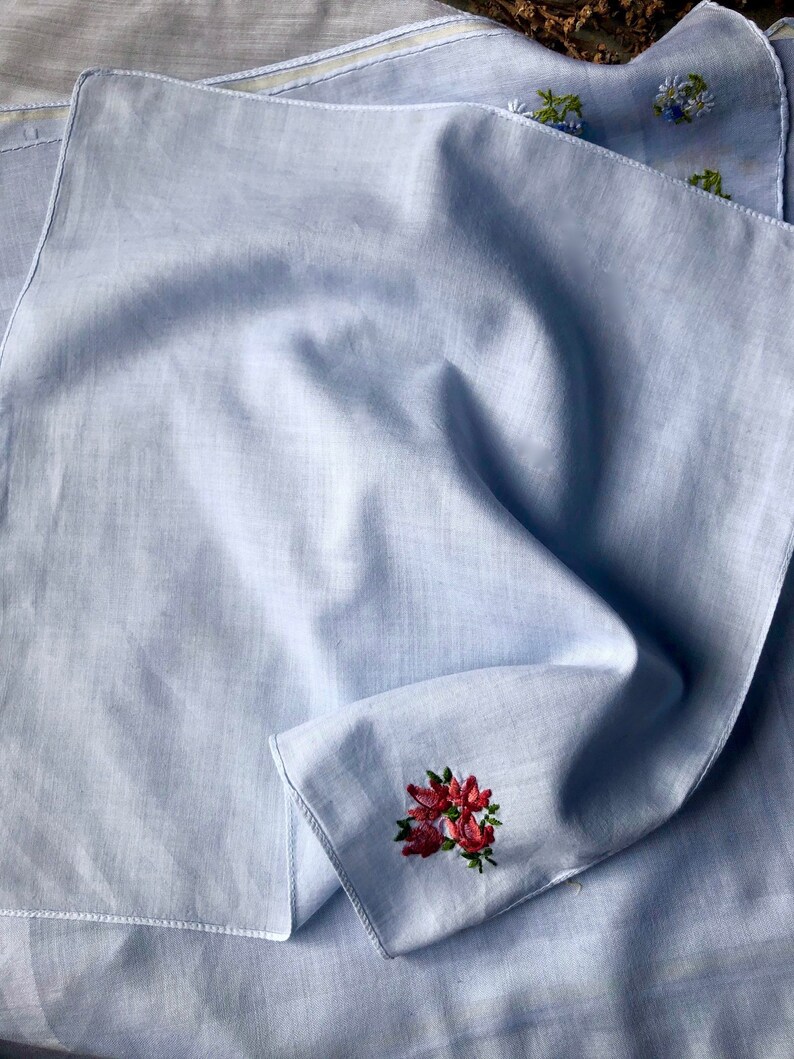 Vintage French Handkerchief Something Blue Wedding - Etsy