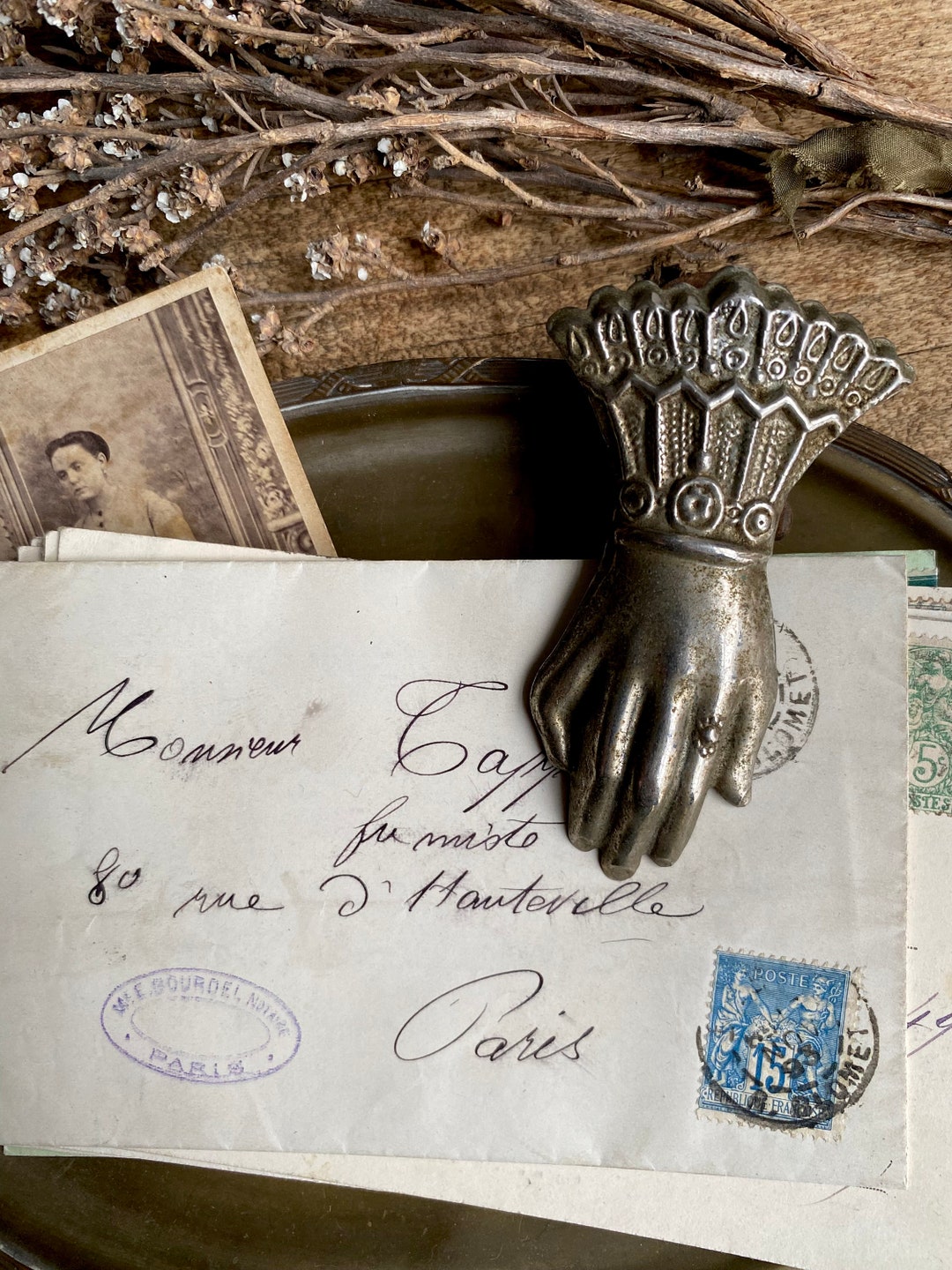Antique French Mail Clip Victorian Hand Clip Mail Clip - Etsy