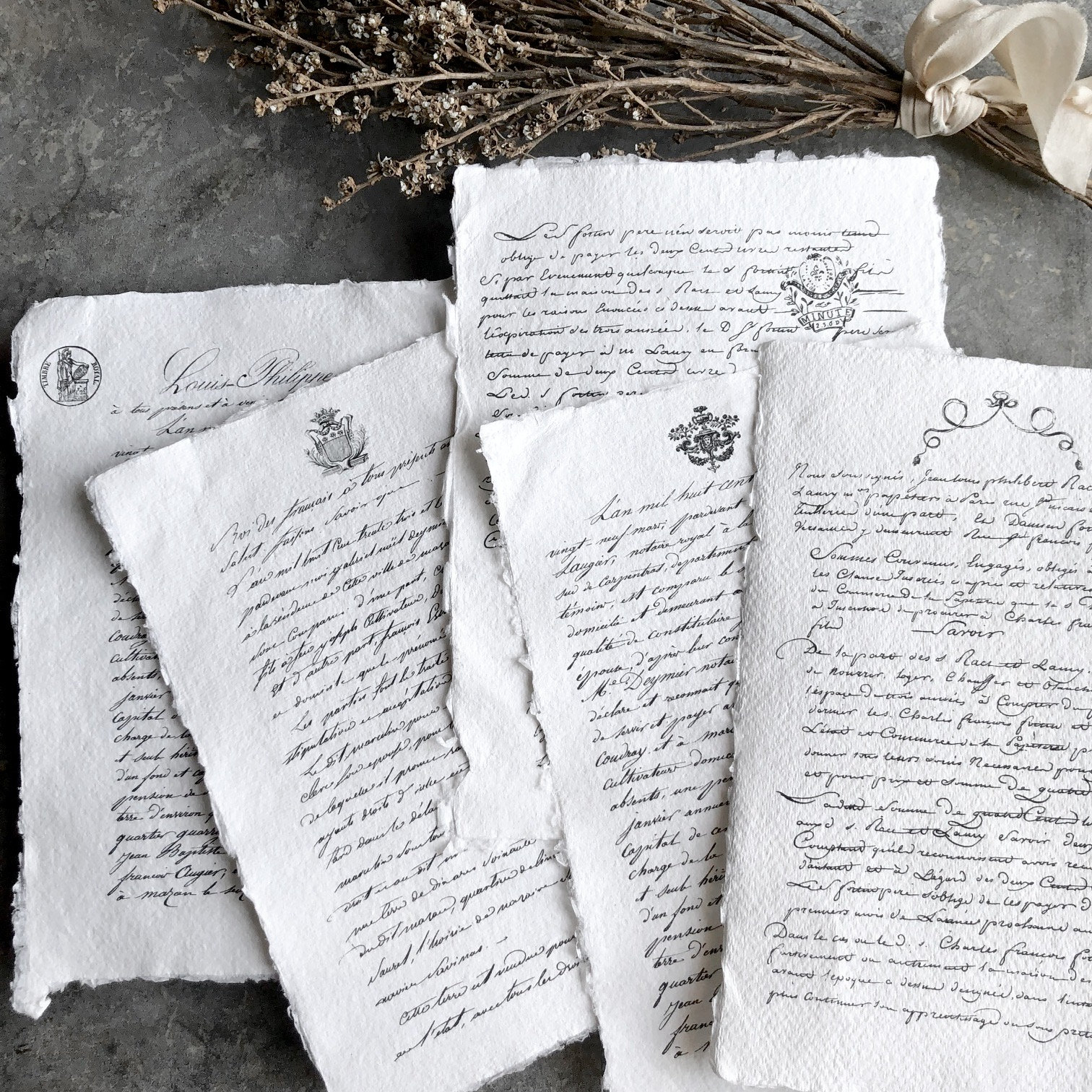Old Paper With French Writing