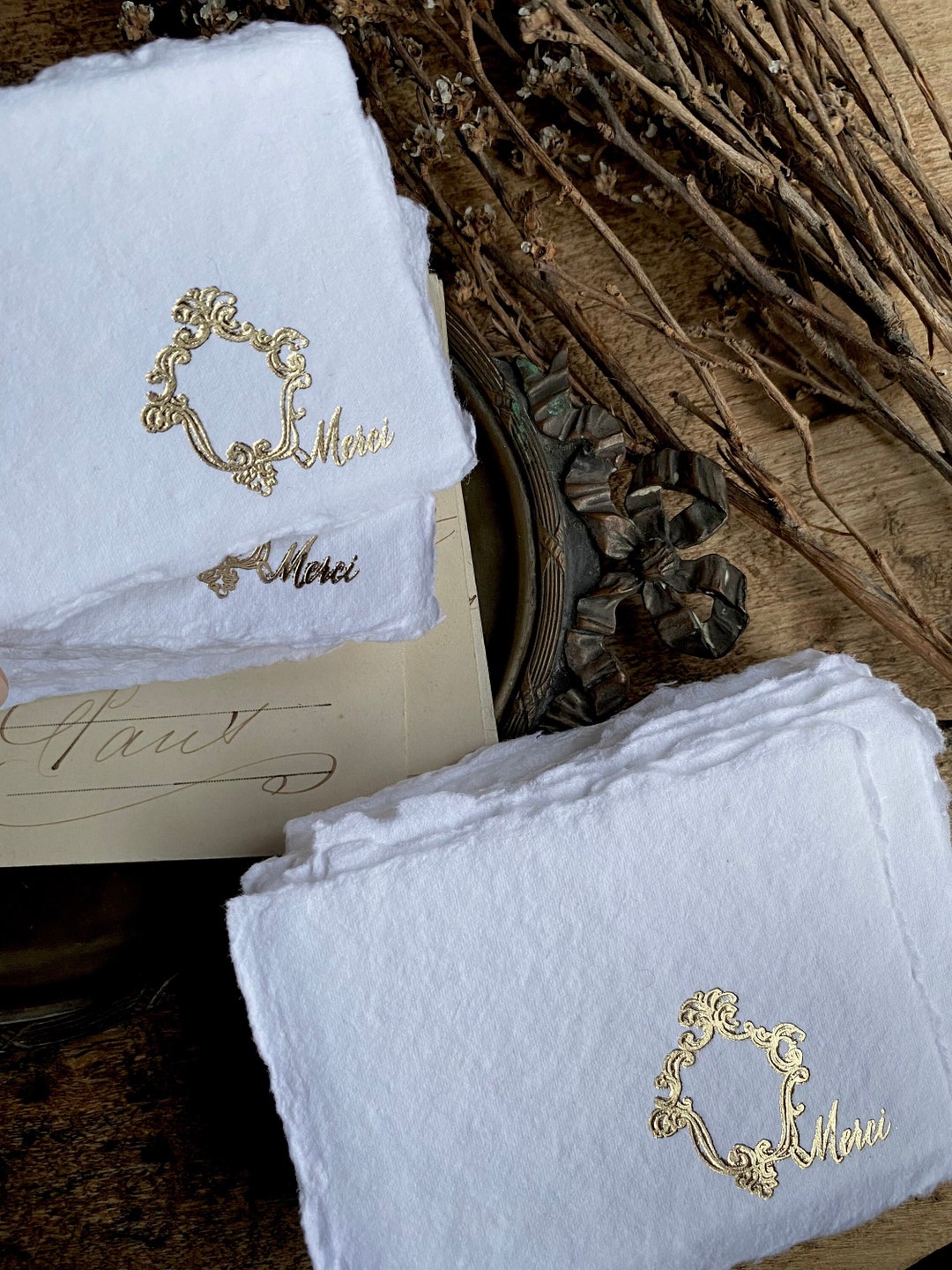 Gold Foil Note Cards, Gold Foil Place Cards, French Note Cards, Paris ...