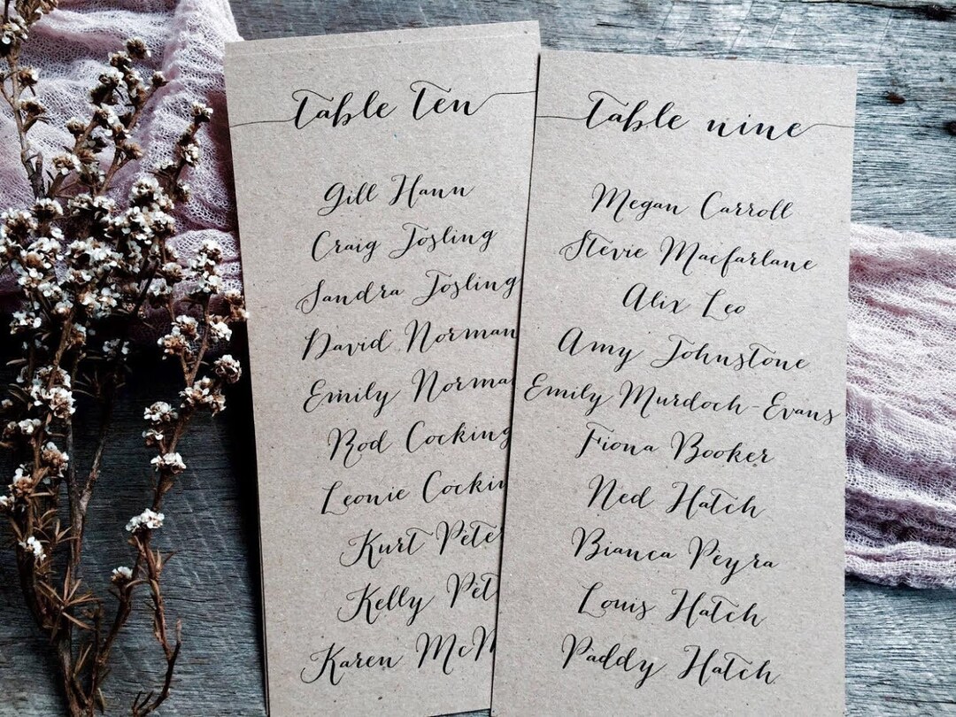 Rustic Seating Chart Cards Seating Chart Cards Kraft Seating - Etsy