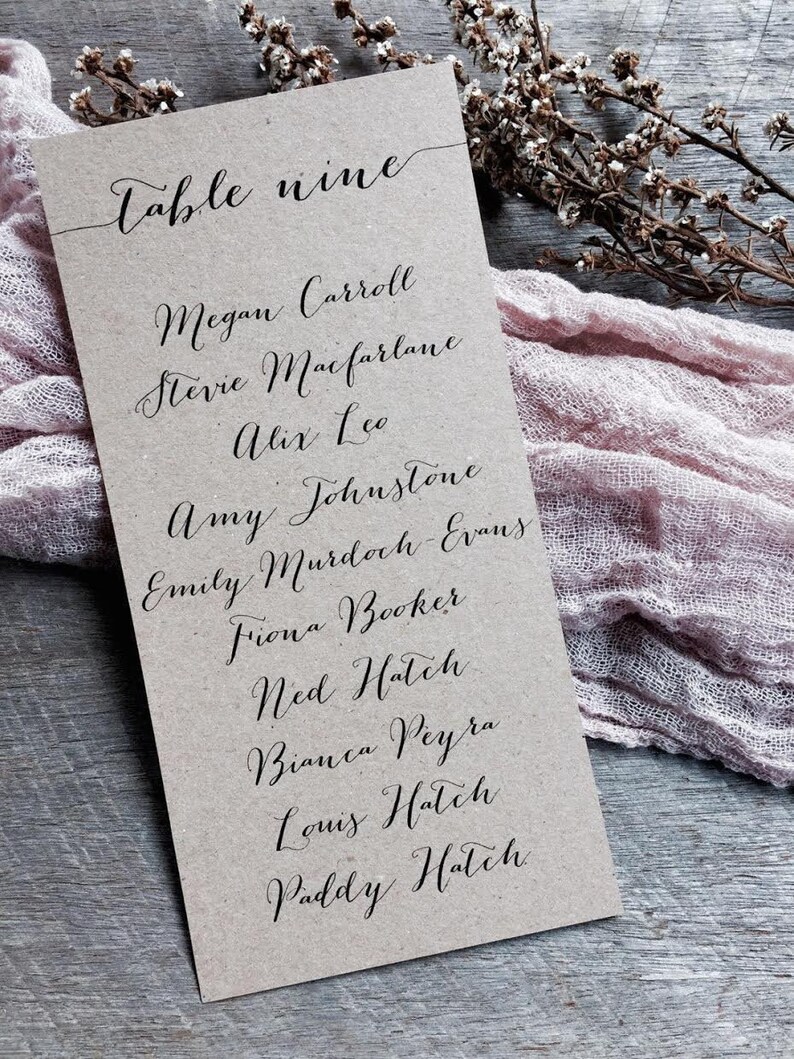 Rustic Seating Chart Cards Seating Chart Cards Kraft Seating | Etsy