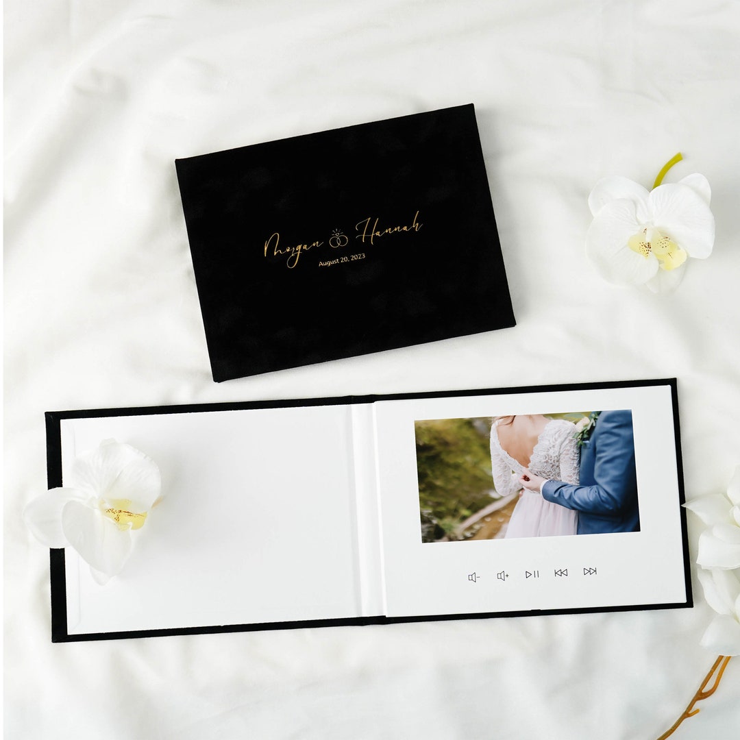 Personalized Velvet Video Book | Video Brochure | Black | Gold Foiled ...