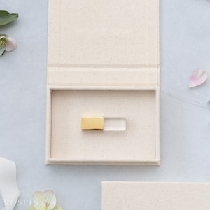 Linen USB Box - New Natural Linen | Custom USB Box Foil Stamped With ...