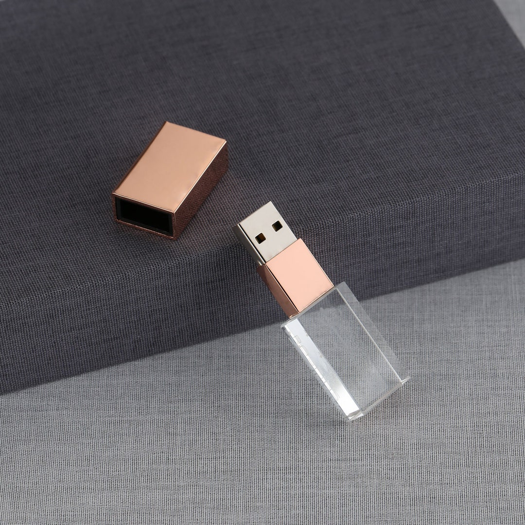 USB 3.0 Rose Gold Crystal USB Flash Drive, Wedding Flash Drive, Memory ...