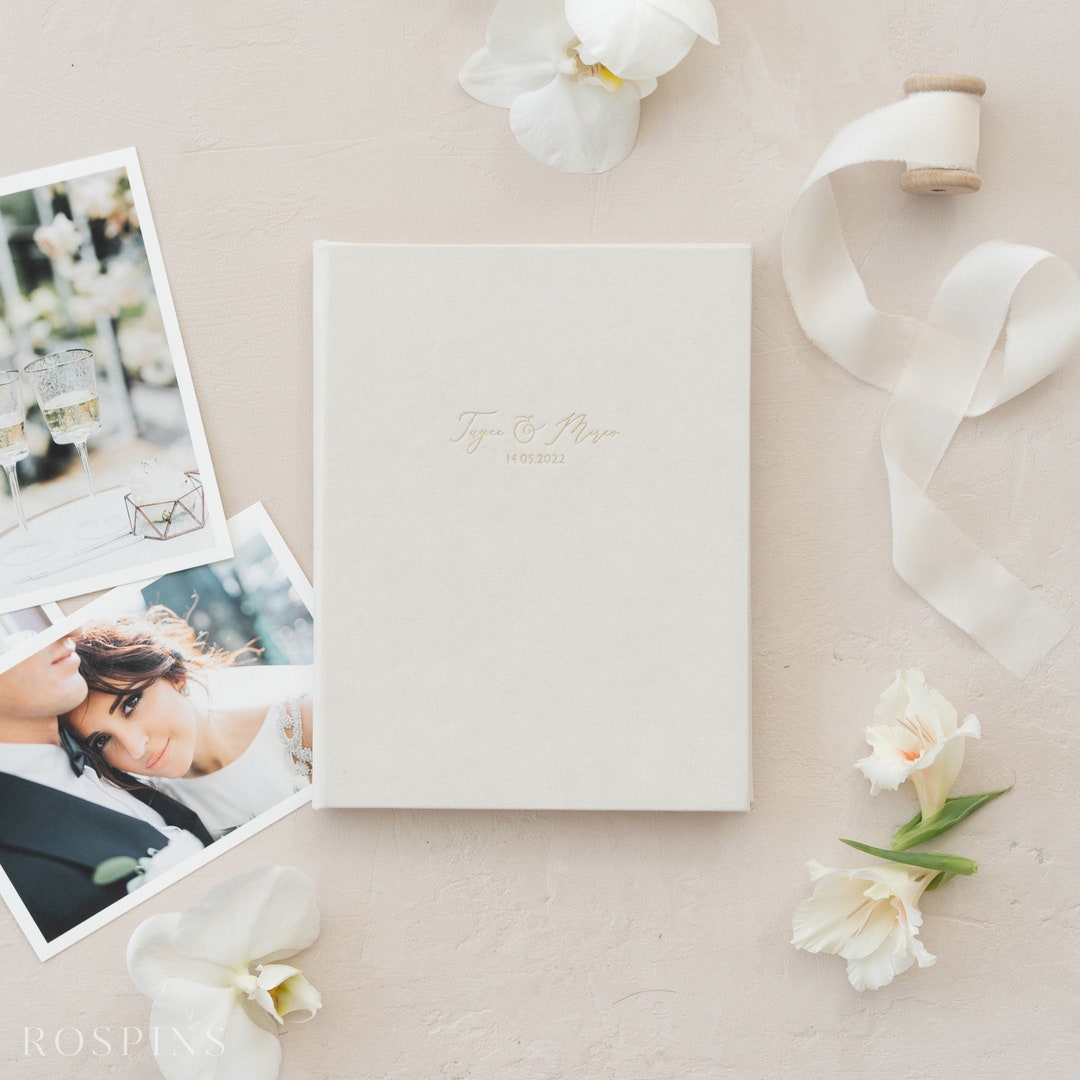 Velvet Matted Folio - Champagne | Custom Size Folio | Foil Stamped With Logo or Texts - Etsy