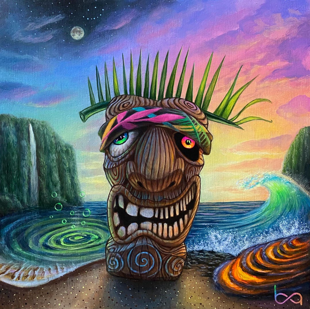 Scary Terry Tiki - Hand Painted Original, 6x6" Acrylic Painting, Tiki ...