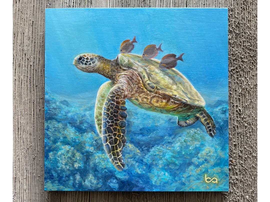 Sea Turtle - Hand Painted, Original Acrylic Painting, Tropical ...