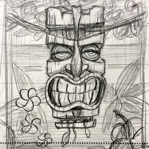 Tiki Beach - Artist Proof, 8x10” Acrylic Painting, Tiki Bar Art, Tiki ...