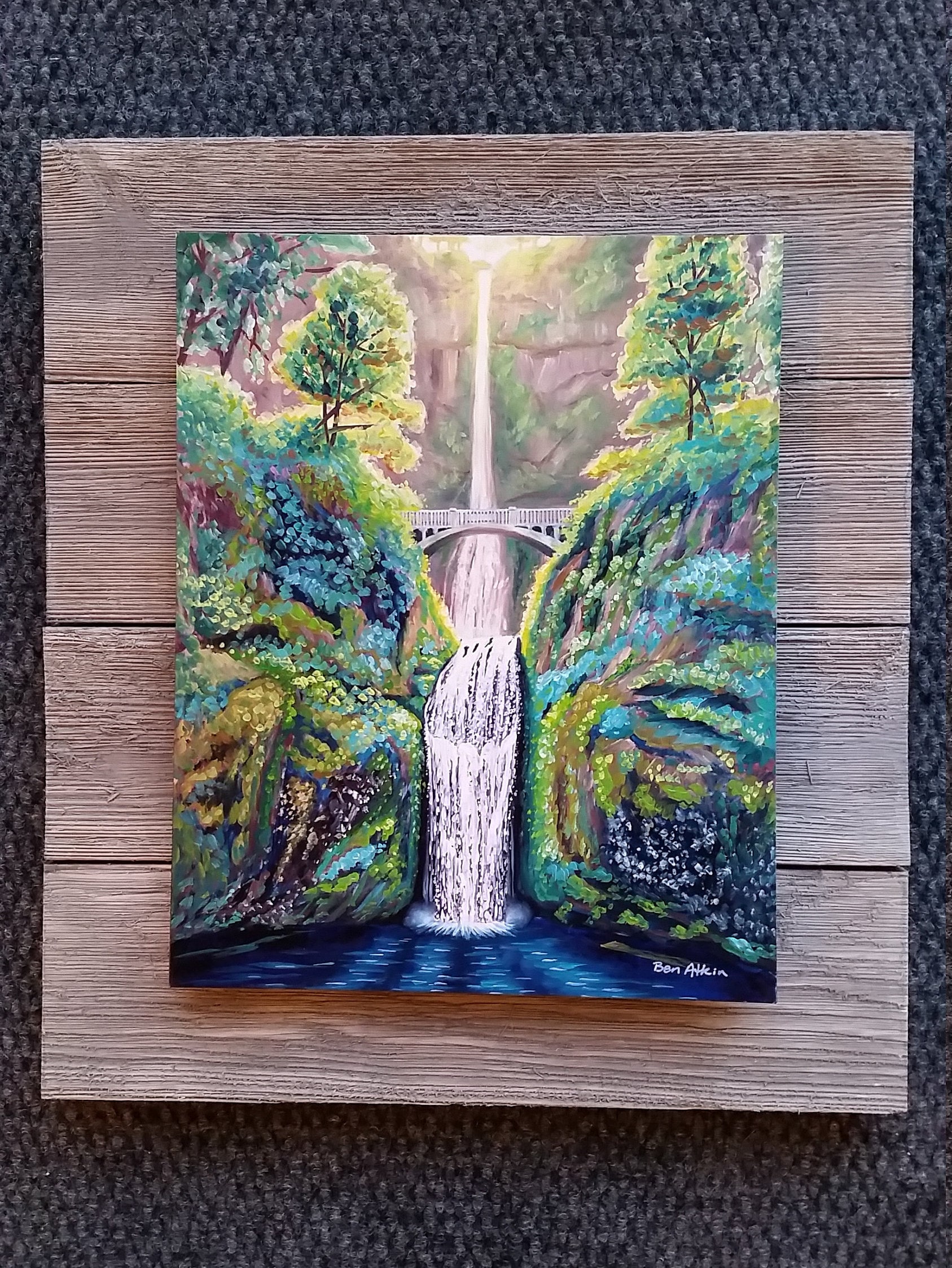 Multnomah Falls Painting Hand Painted, Original Oil Paint Waterfall ...