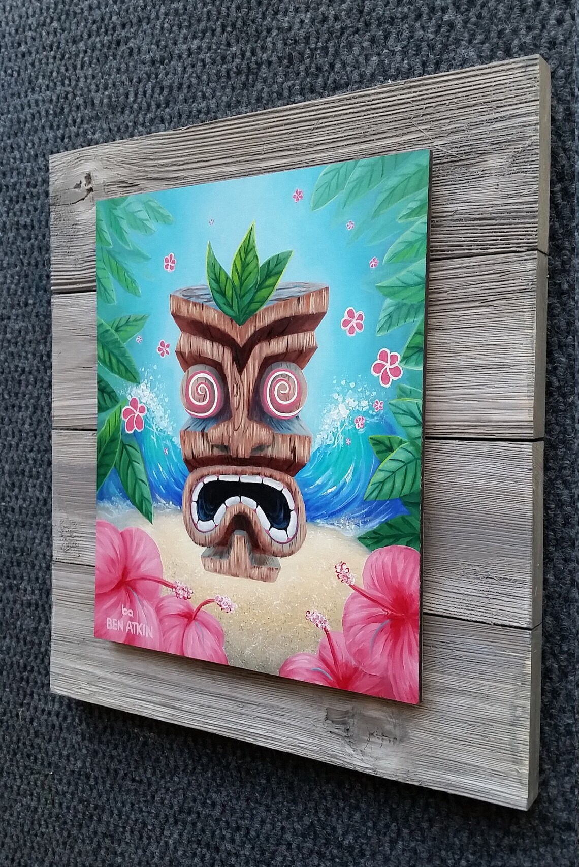 Tiki Hand Painted Original Oil Painting Tropical Ocean | Etsy