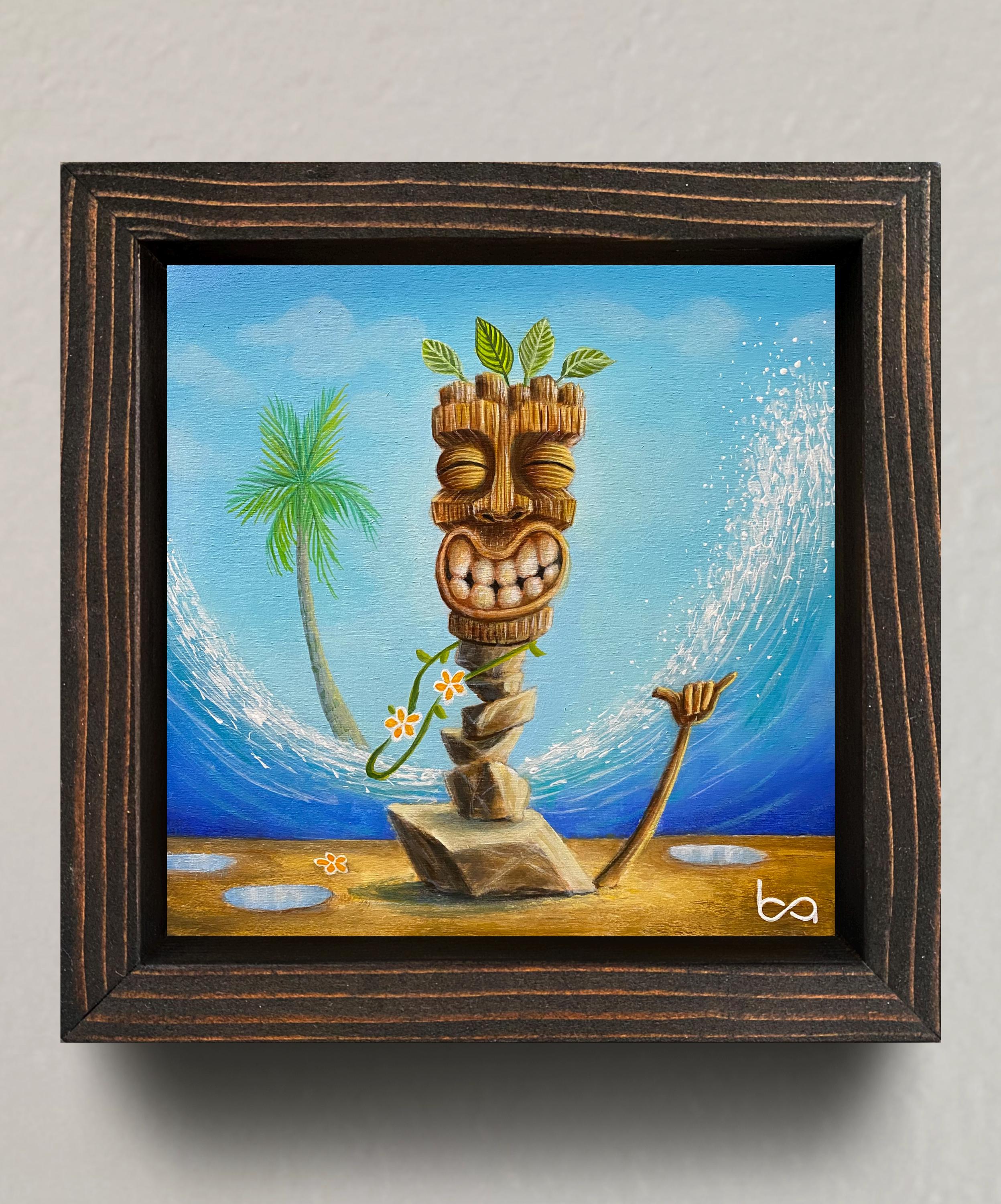 Shaka Tiki - Hand Painted Original, 6x6" Acrylic Painting, Tiki Bar ...
