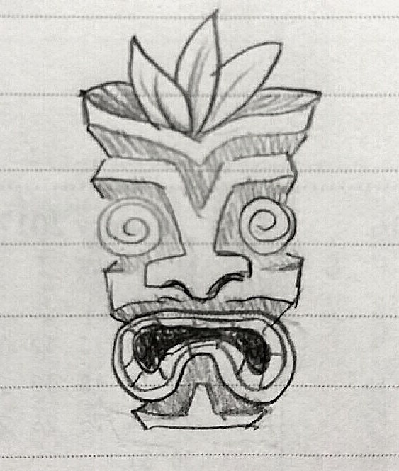 Tiki Hand Painted, Original Oil Painting, Tropical Ocean Tiki Art, Pink ...