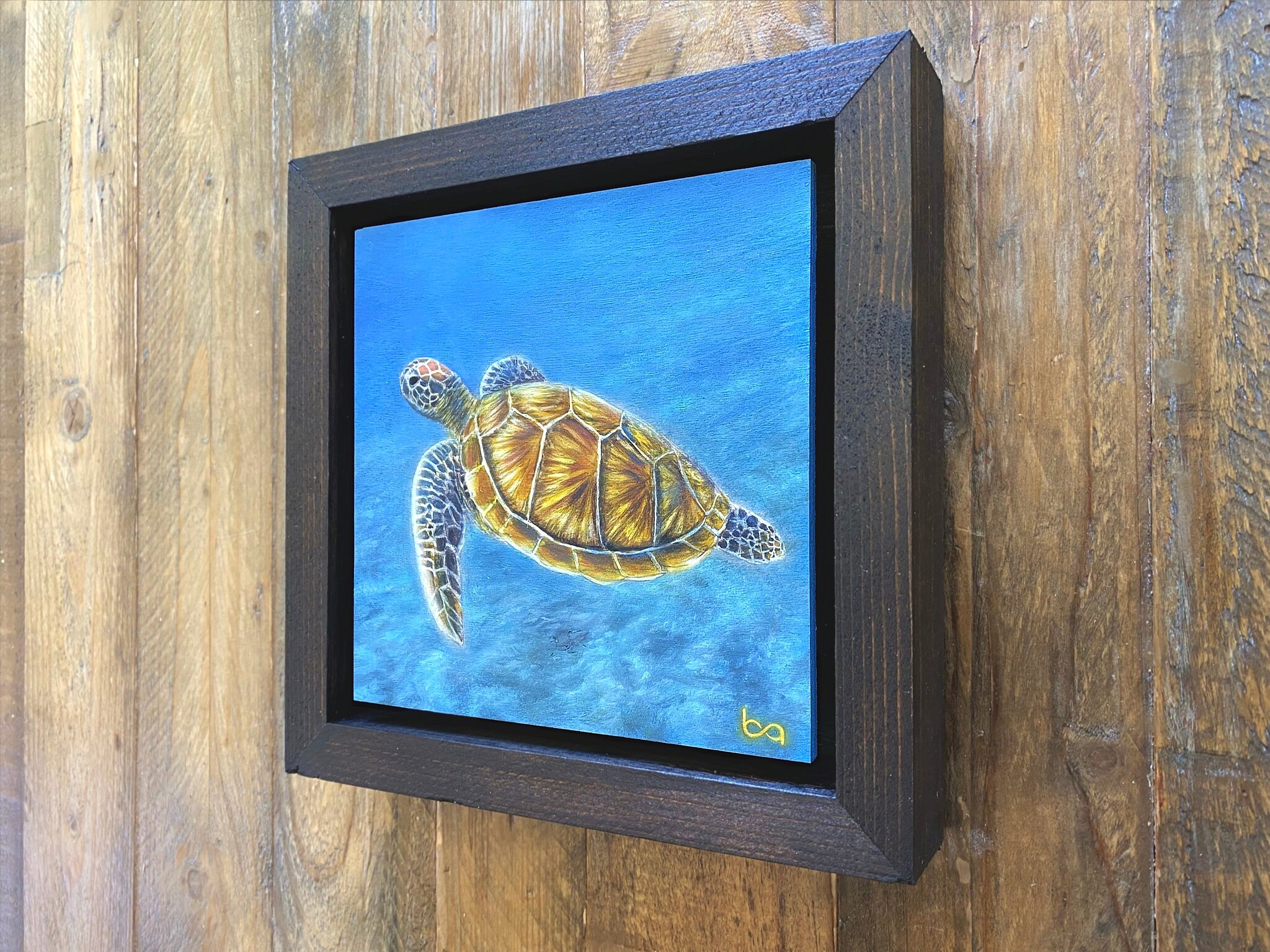 Sea Turtle Artist Proof, 6x6 Acrylic Painting, Mini Tropical Sea Life ...