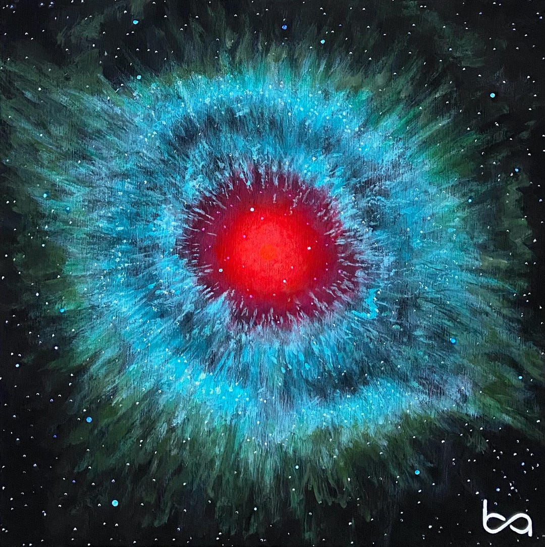 Helix Nebula Painting: Original Acrylic, Color in Space (6x6) - Etsy