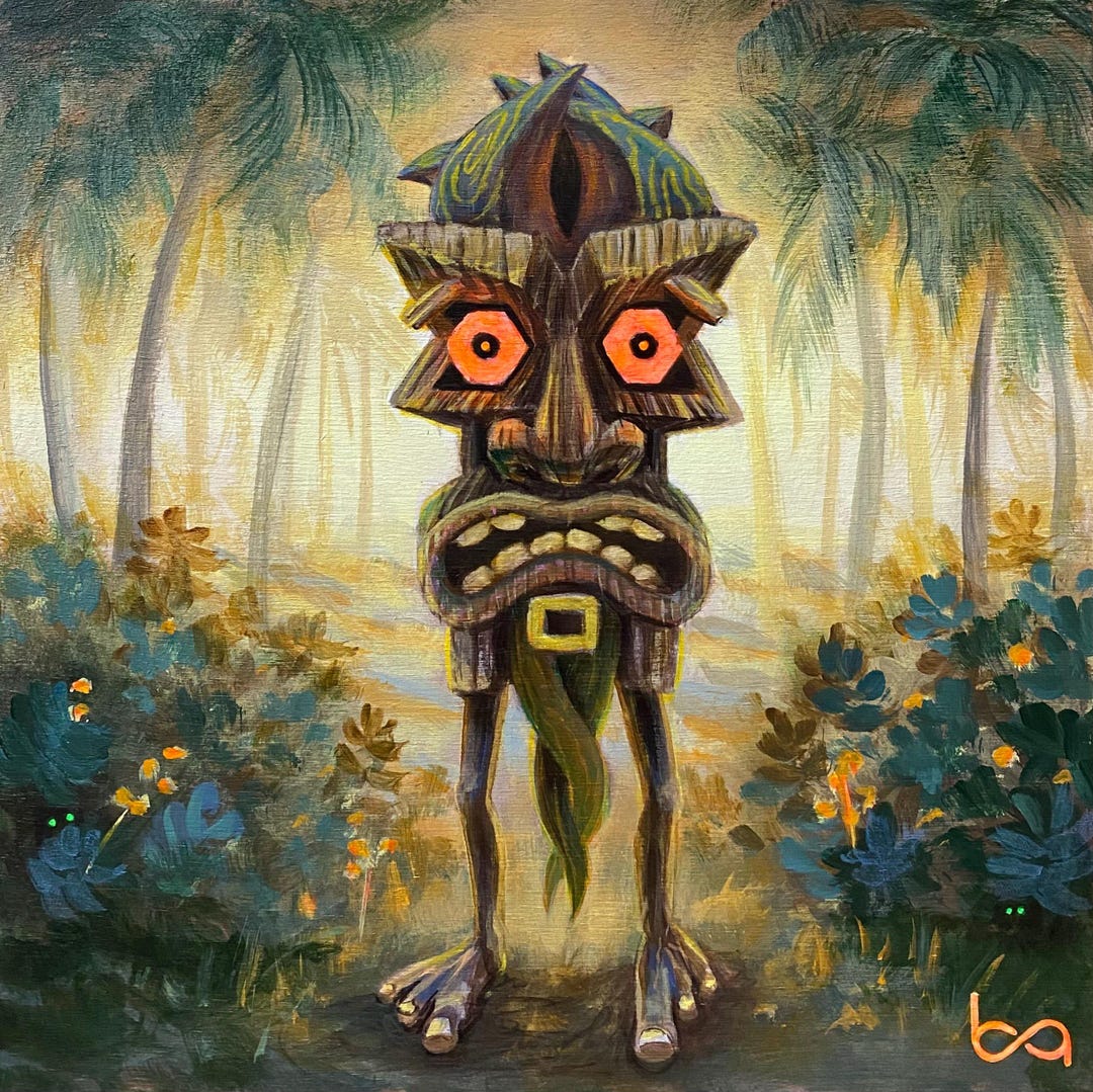 Walking Tiki - Hand Painted Original, 6x6" Acrylic Painting, Tiki Bar ...