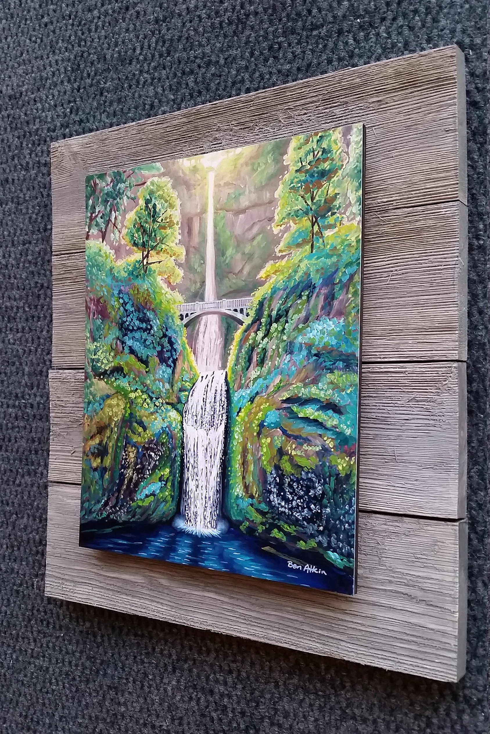 Multnomah Falls Painting Hand Painted, Original Oil Paint Waterfall ...