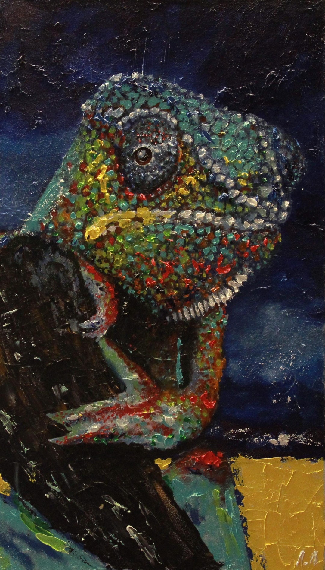 Colorful Chameleon Oil Painting Abstract Painting Wildlife Art Original ...