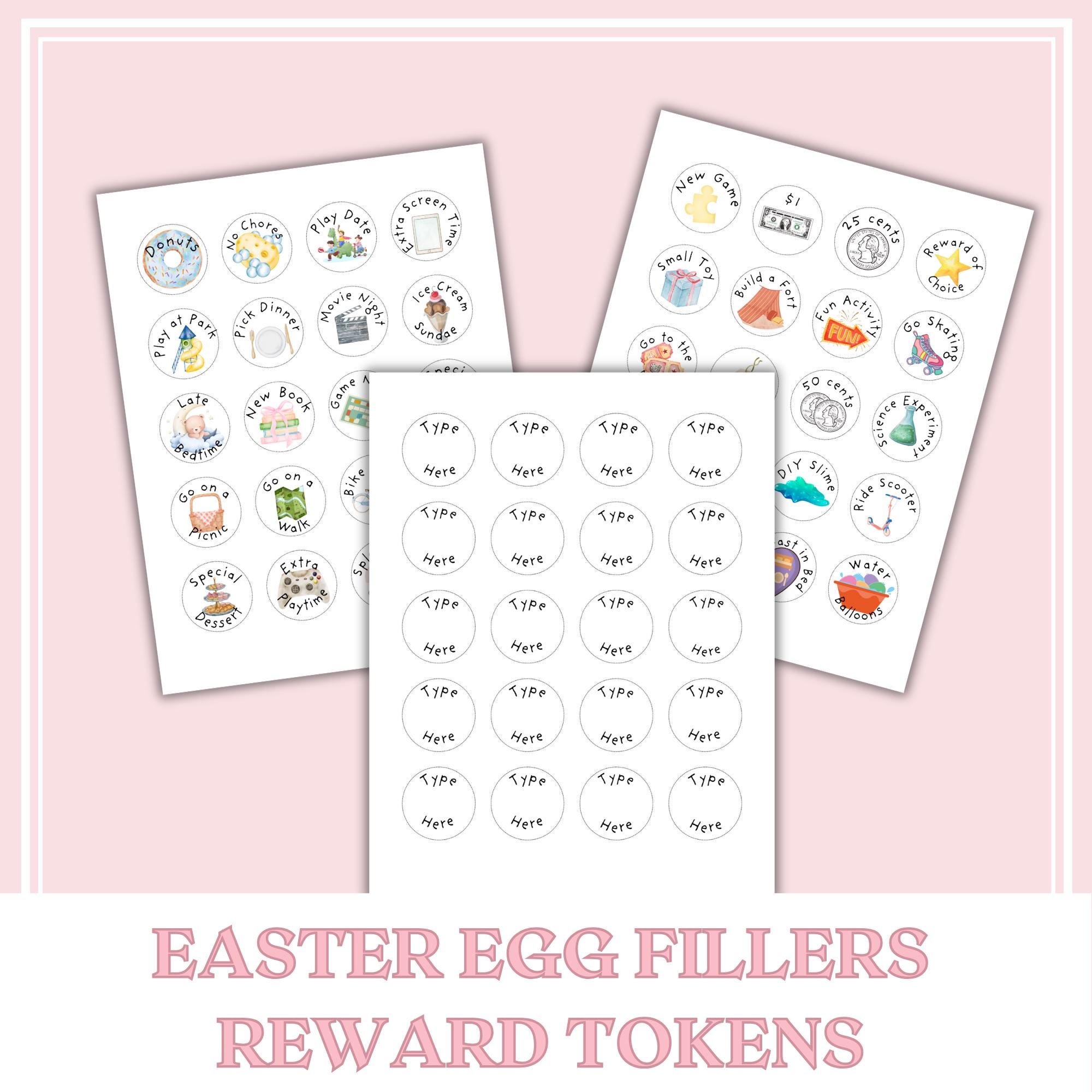 Printable Easter Egg Fillers, Egg Hunt Coupons, Easter Prize Tokens ...
