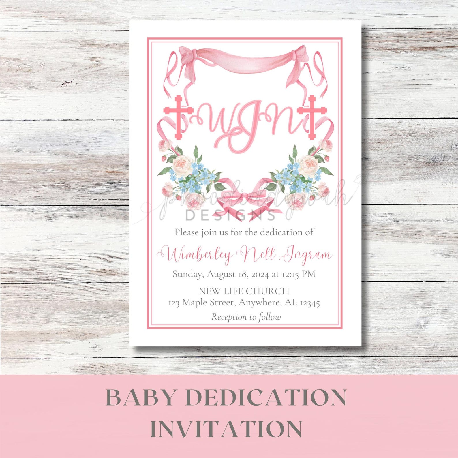 Baby Dedication Invitation Baptism Invitation Baby Christening ...