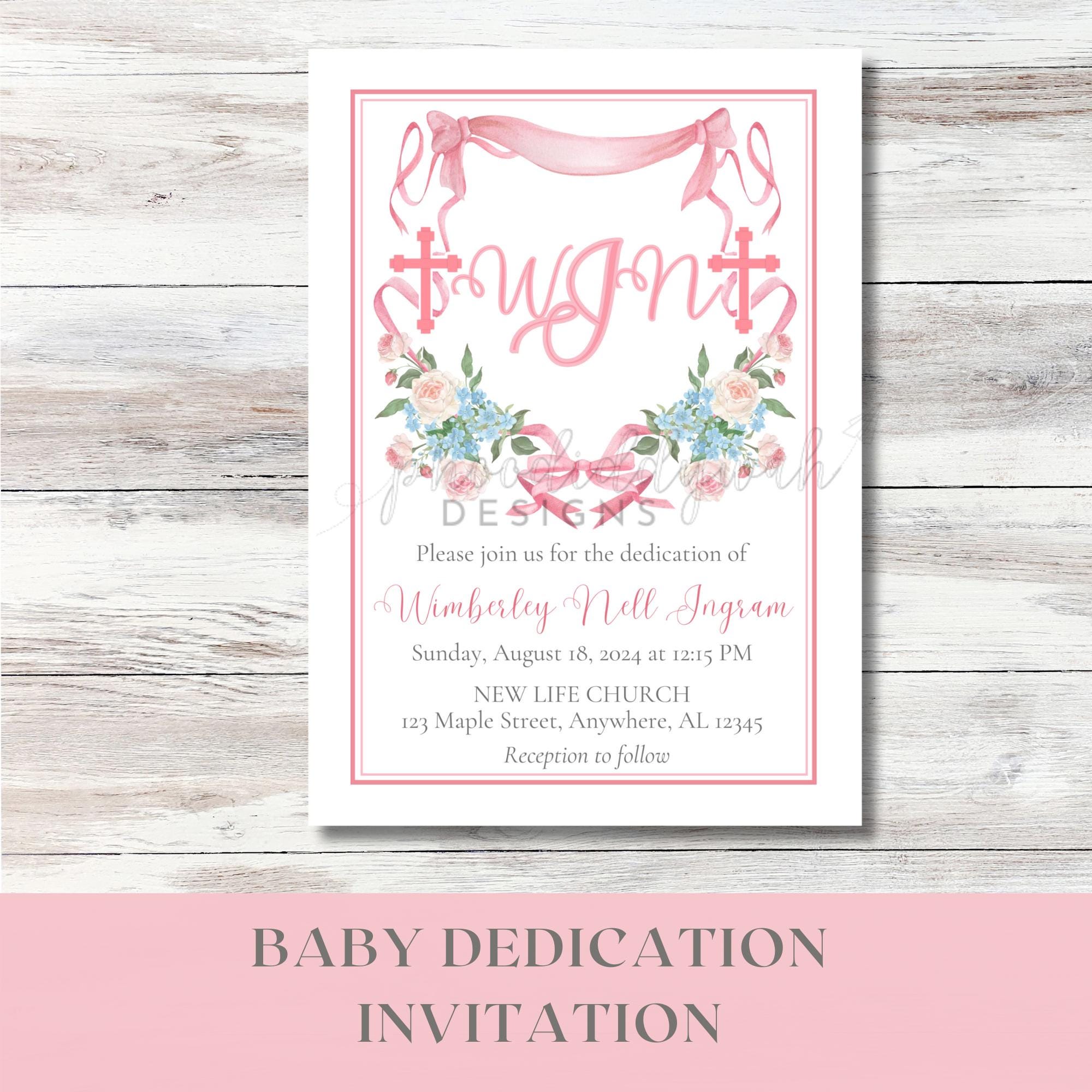 Baby Dedication Invitation Baptism Invitation Baby Christening ...