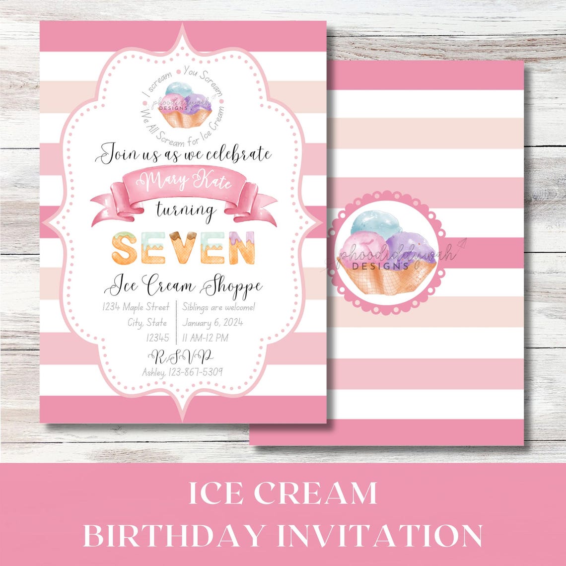 Ice Cream Party Invitation | Ice Cream You Scream We All Scream for Ice ...