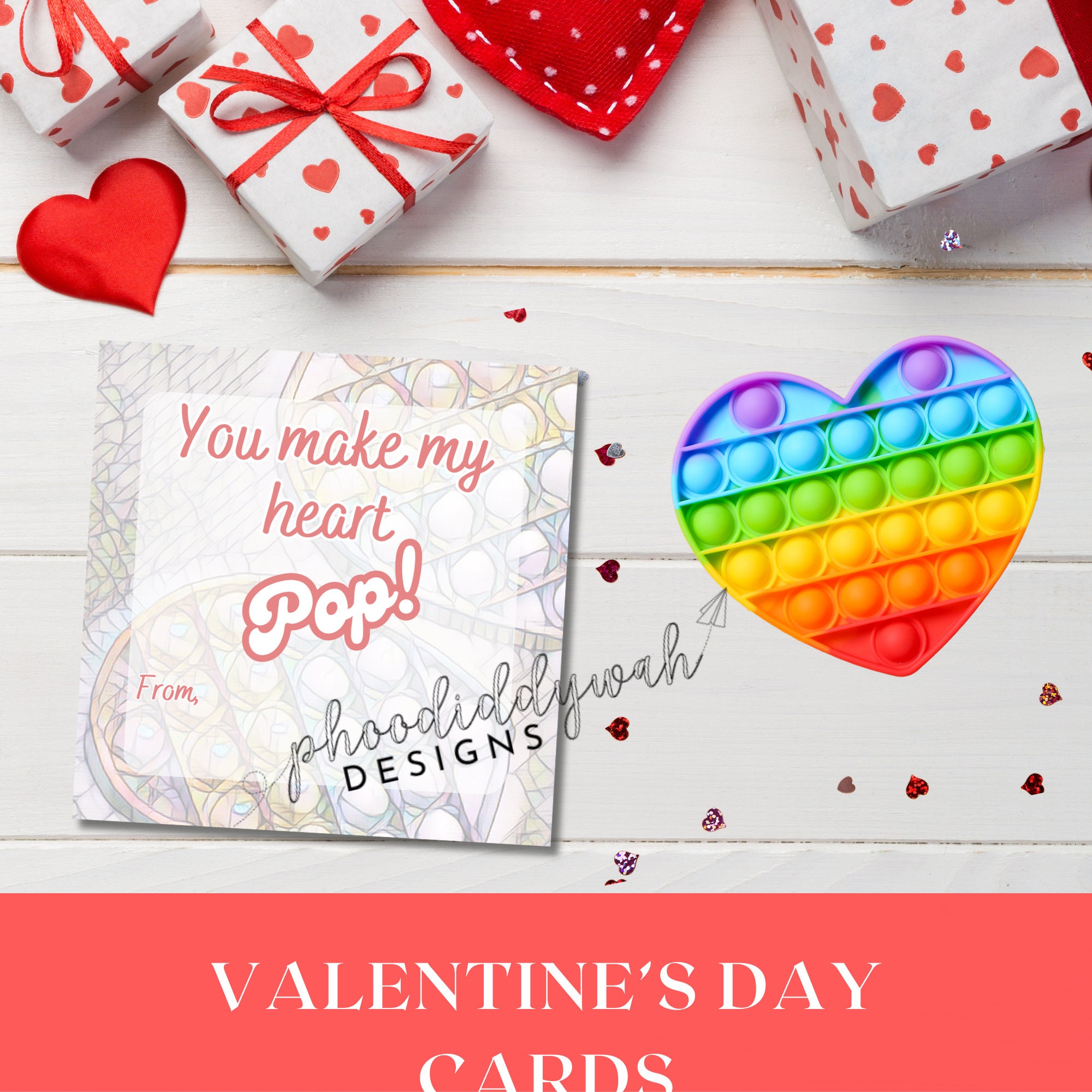 Sensory Pop Fidget Valentine's Cards You Make My Heart Pop Push Bubble ...