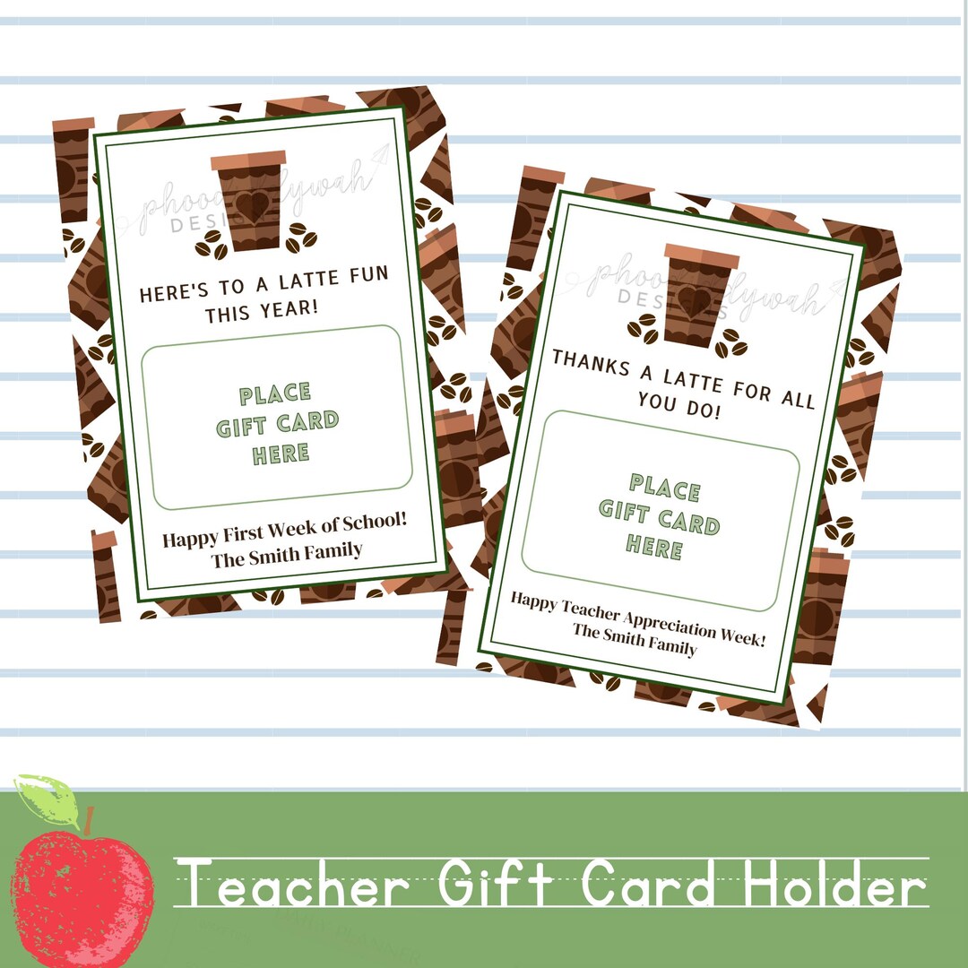 Back to School Gift Card Holder Printable | Coffee Latte Gift Card ...