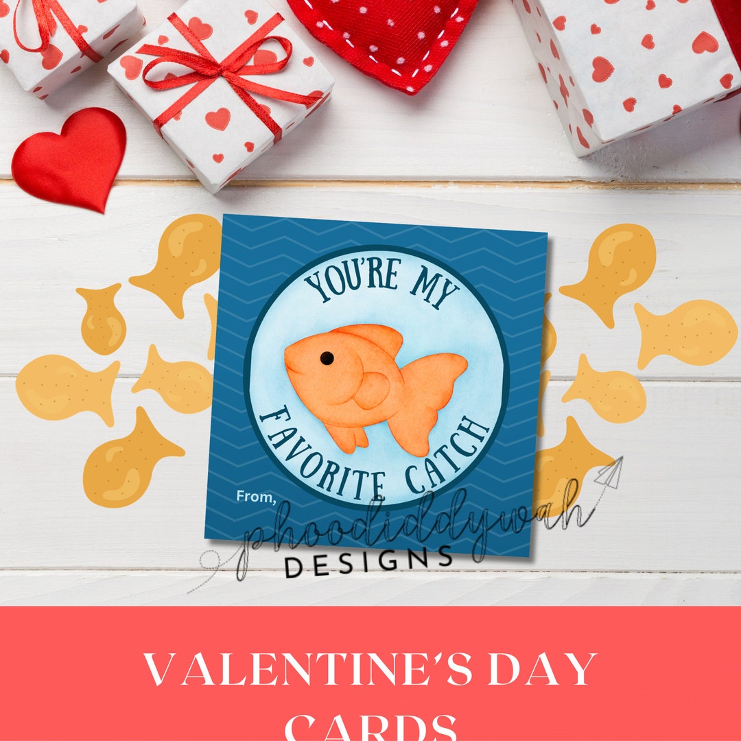 Goldfish Valentine's Cards You're My Favorite Catch Valentine Favor ...