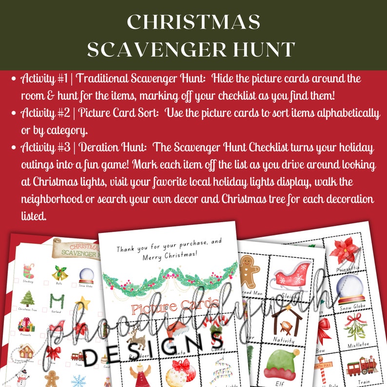 Christmas Bingo Cards | Christmas Scavenger Hunt | Christmas Decor Hunt ...