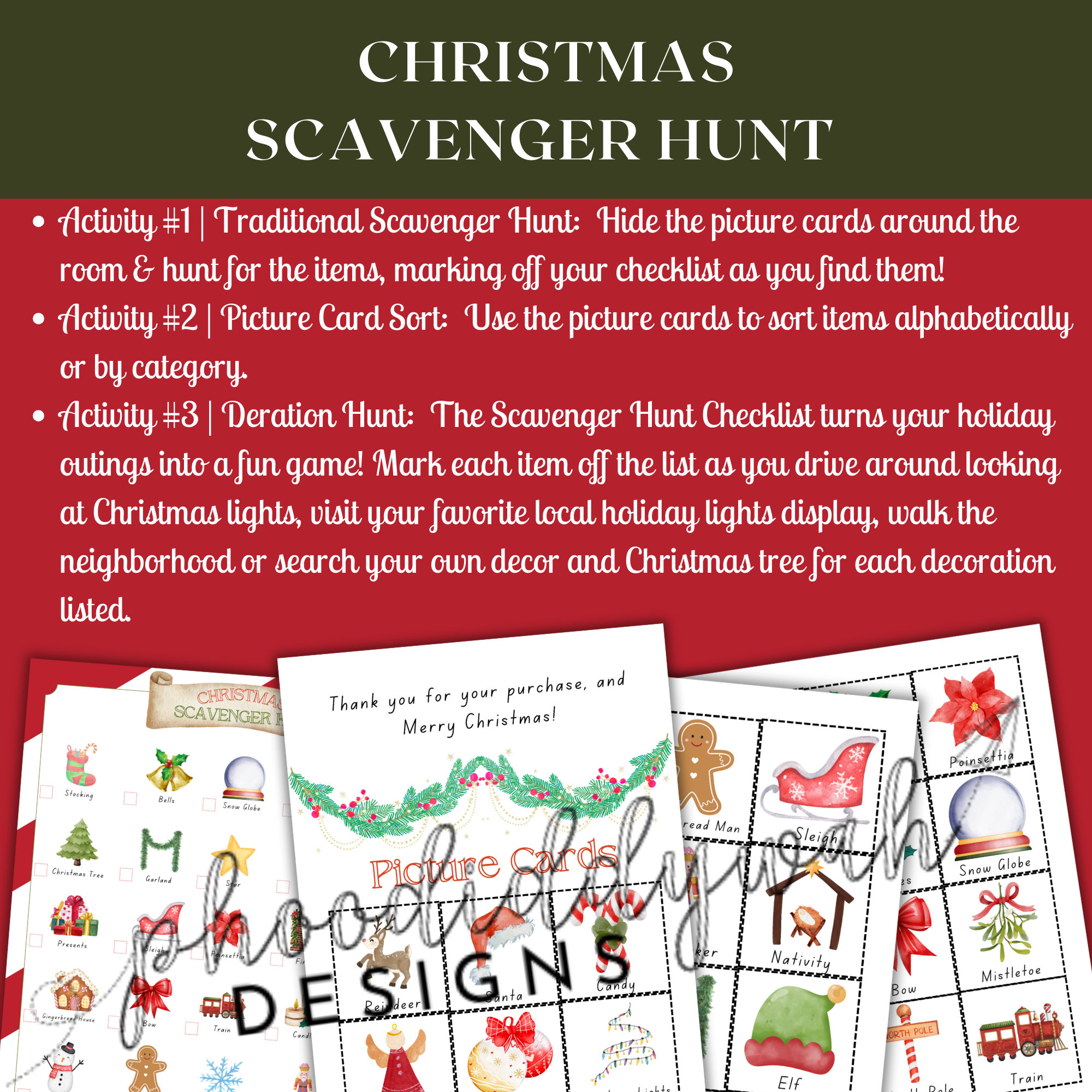 Christmas Bingo Cards | Christmas Scavenger Hunt | Christmas Decor Hunt ...
