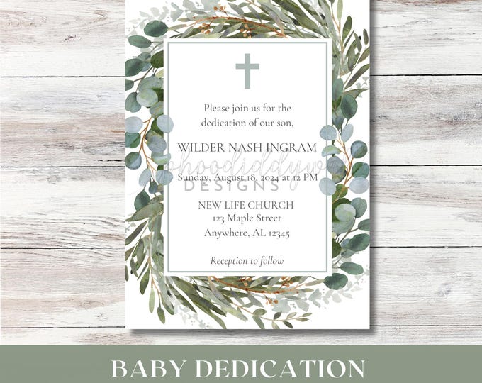 Baby Dedication Invitation | Baptism Invitation | Baby Christening ...