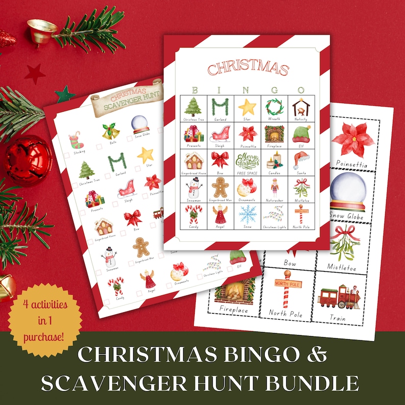 Christmas Bingo Cards | Christmas Scavenger Hunt | Christmas Decor Hunt ...