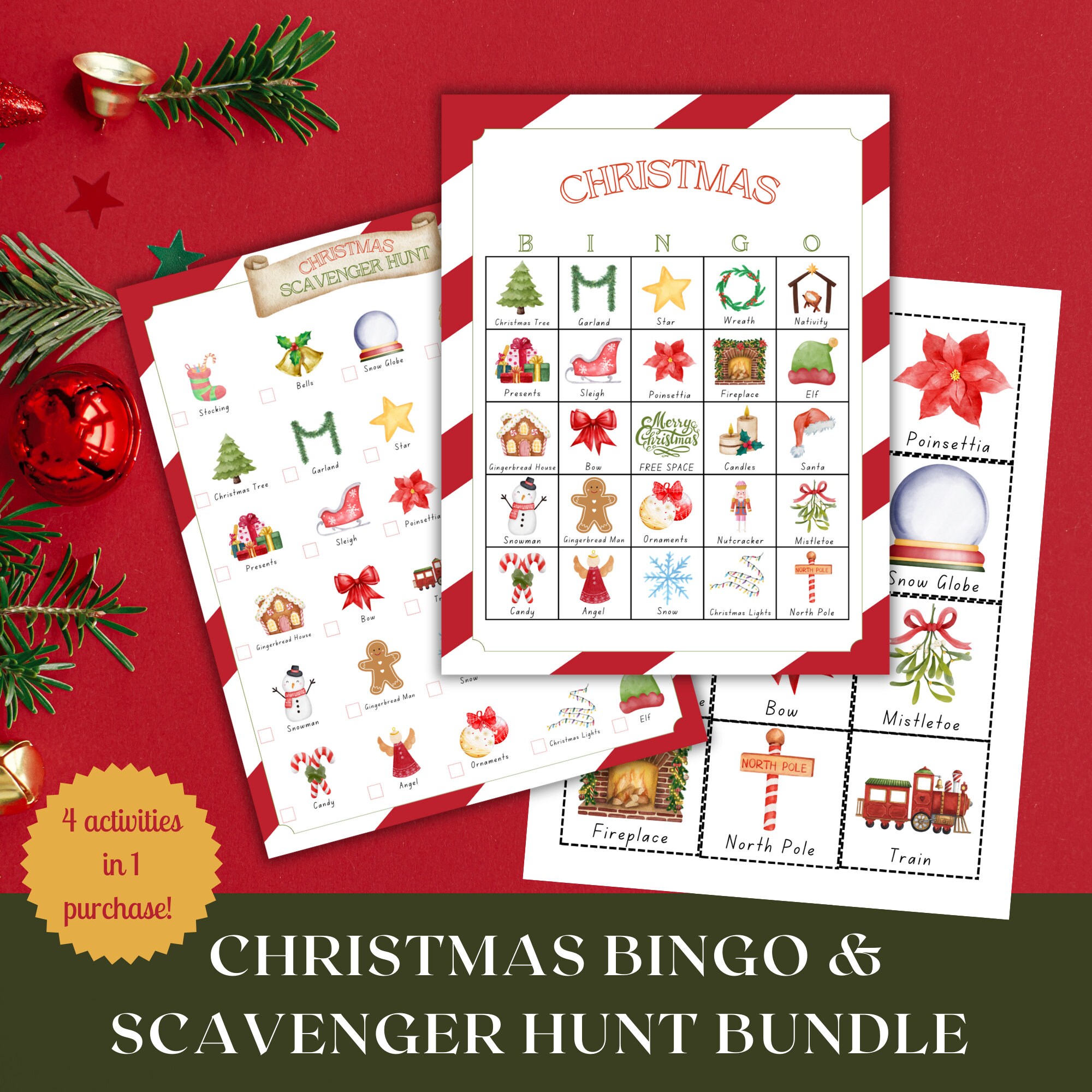 Christmas Bingo Cards | Christmas Scavenger Hunt | Christmas Decor Hunt ...