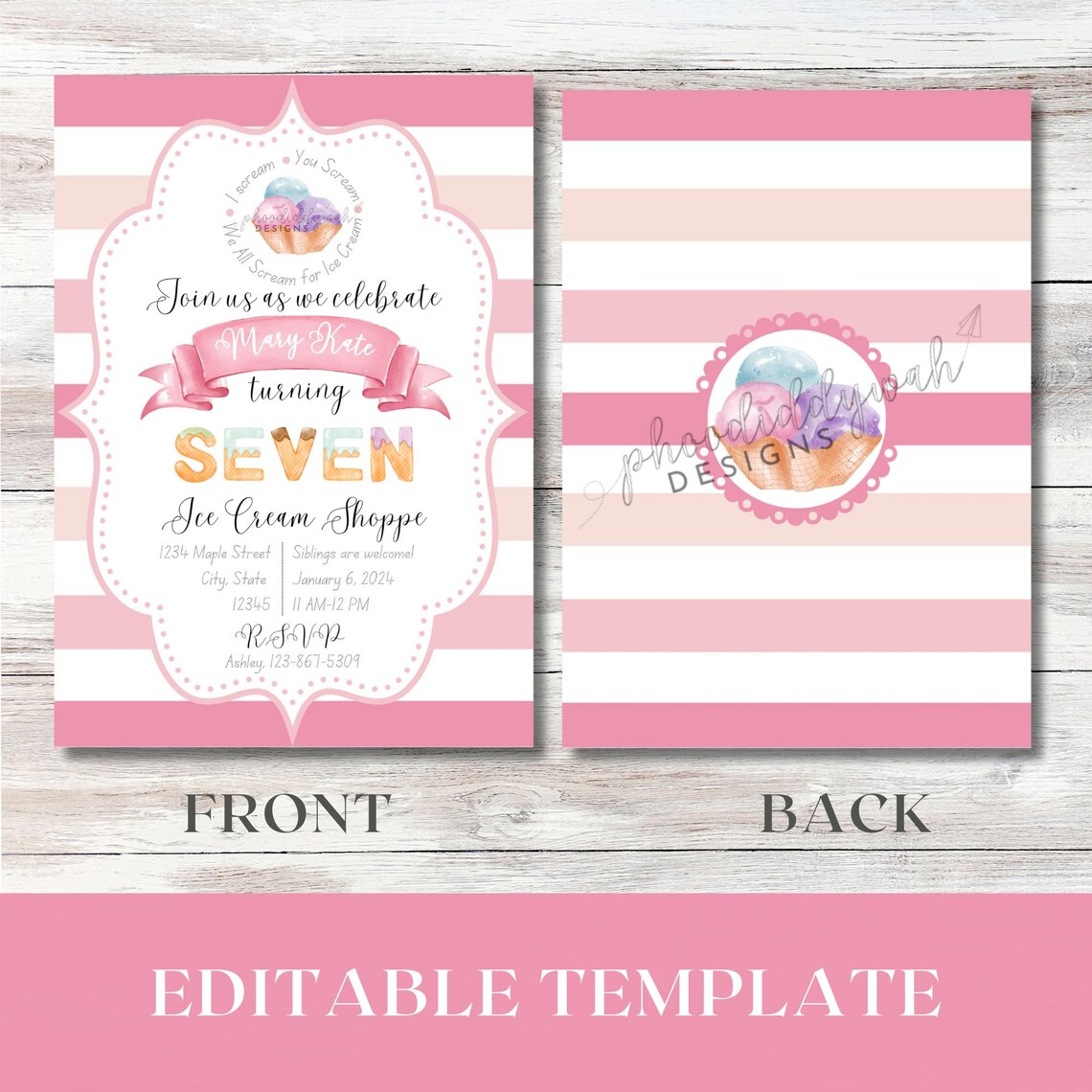 Ice Cream Party Invitation | Ice Cream You Scream We All Scream for Ice ...