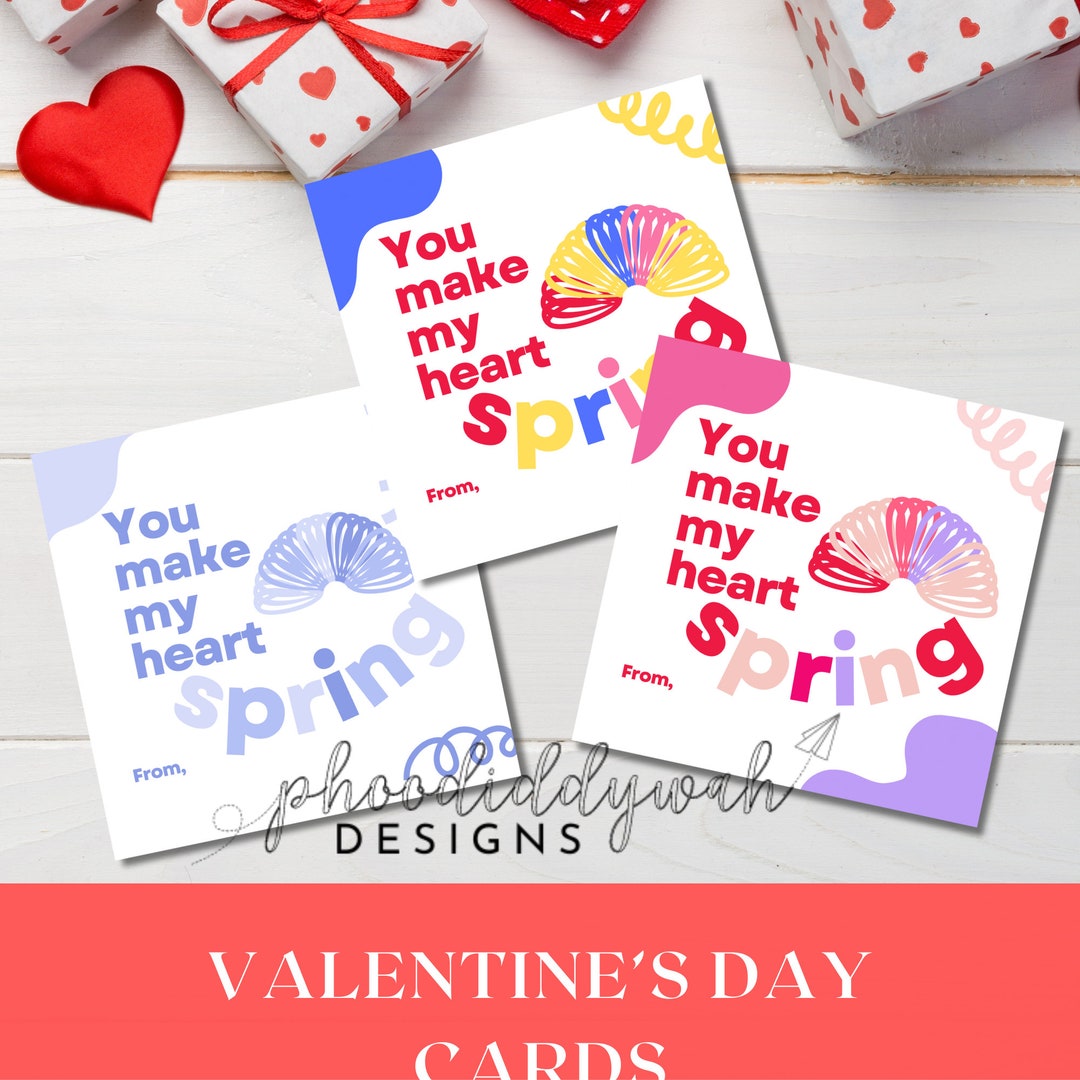 Spring Valentine's Cards You Make My Heart Spring Springy Valentine ...