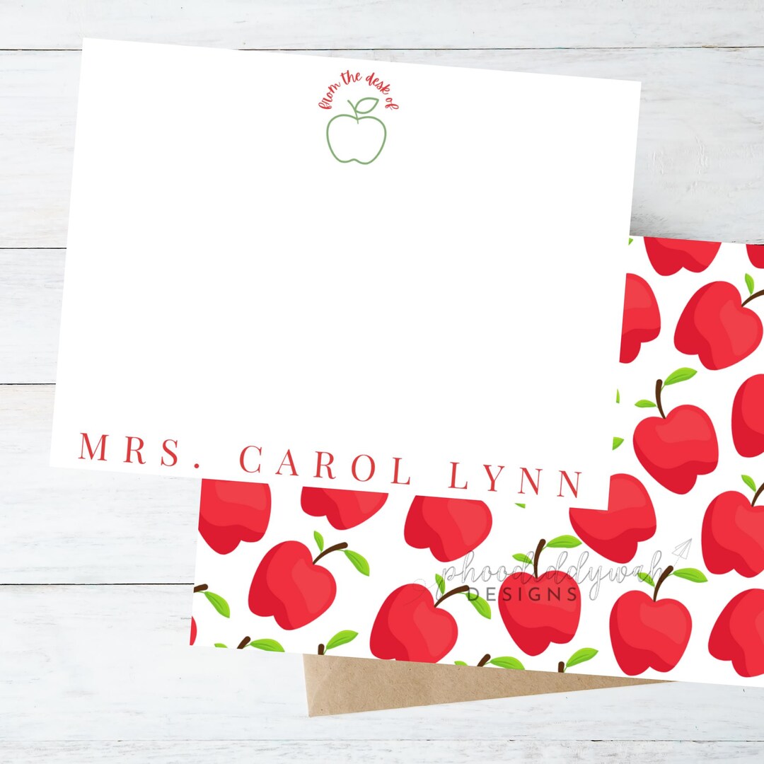 Apple Stationery Set | School Note Cards | Teacher Stationery Printable ...