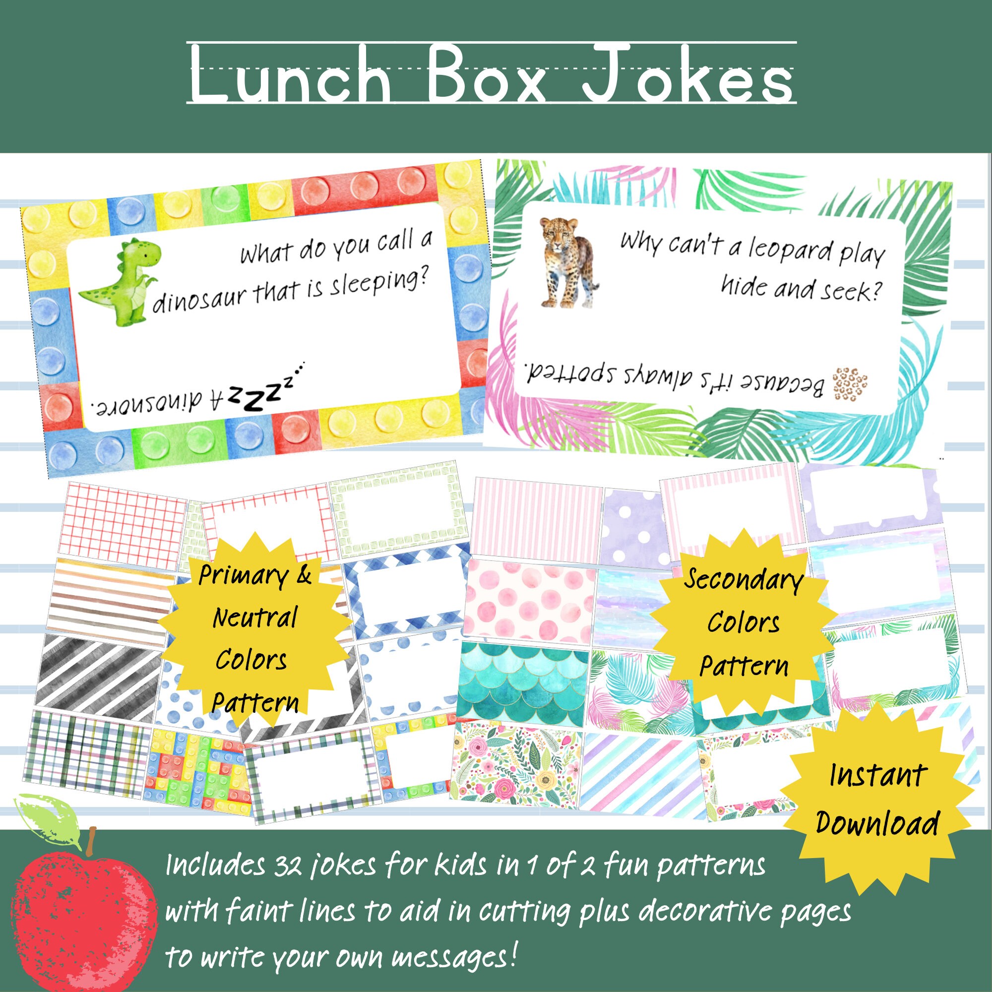 Lunchbox Jokes Kids' Jokes Lunch Notes Jokes for Kids Back to School ...