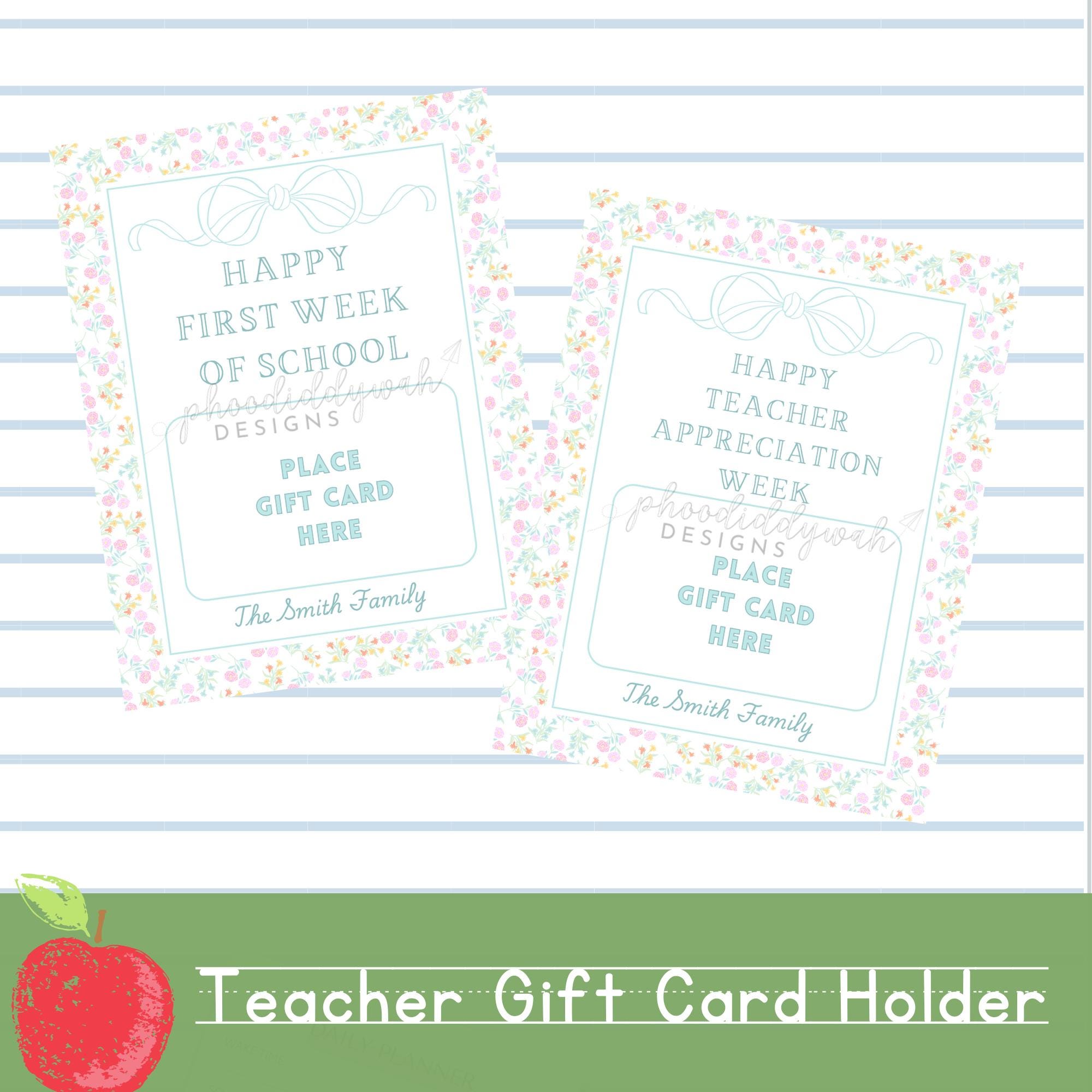 Back to School Gift Card Holder Printable | Grandmillennial Floral Bow ...