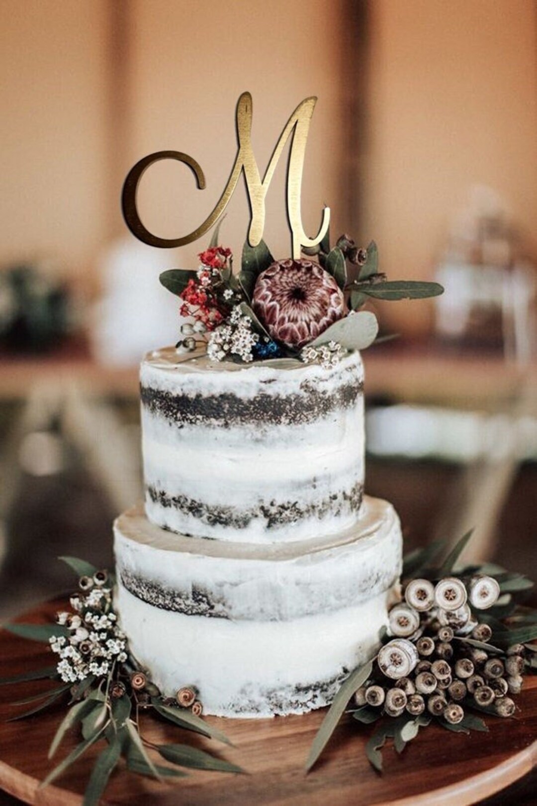 Monogram Wedding Cake Topper Initials Wedding Cake Topper Rustic ...